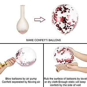 Boao 120 Pcs Burgundy Balloons Kit Latex Burgundy Balloons 12 Inches Garland Glitter Confetti Wine Red Maroon Balloons for Wedding Bridal Baby Shower Birthday Party Anniversary Decoration