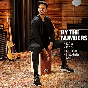 Meinl Percussion Cafe Cajon Box Drum Plus Bag with Snare and Bass Tone for Acoustic Music — Made in Europe — Baltic Birch Wood, Play with Your Hands, 2-Year Warranty, Natural/Wine Red (BC1NTWR)