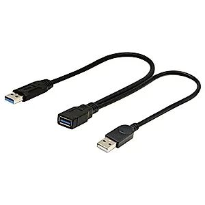 zdyCGTime USB 3.0 Extender Cable USB 3.0 Female to USB 3.0 & USB 2.0 Male Extra Power Data Y Splitter Charger Extension Cable(33CM/13inch)