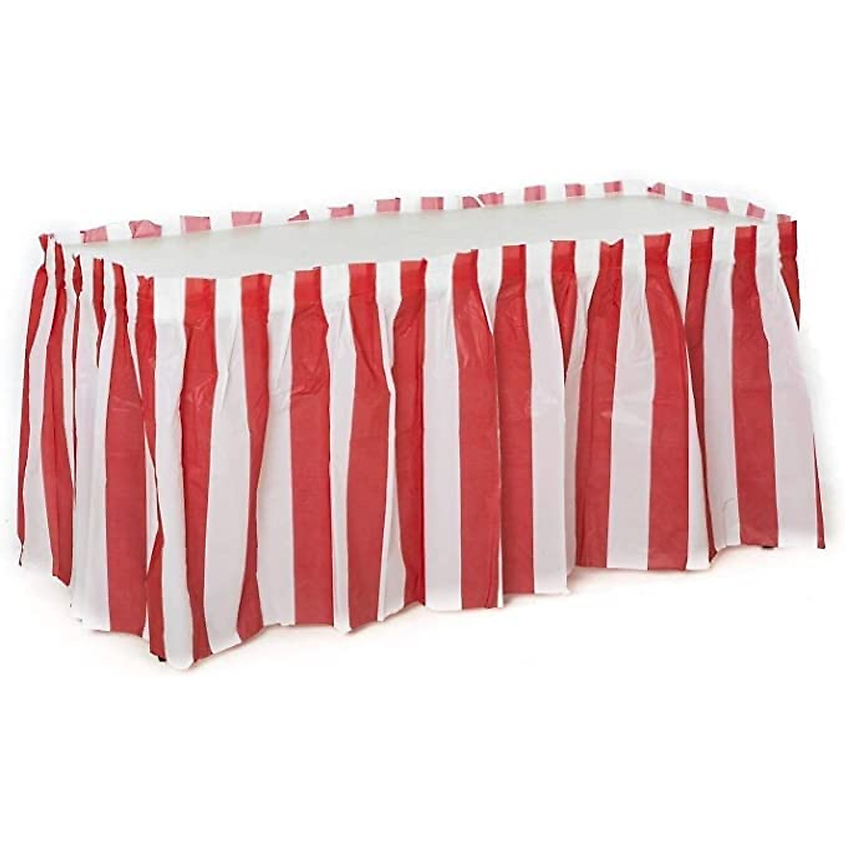 Oojami 4 Pack Red & White Striped Table Skirt Carnival Circus Decorations