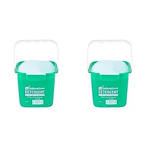Restaurantware RW Clean 3 Quart Cleaning Bucket 1 Detergent Square Bucket - with Measurements Built-in Spout and Handle Green Plastic Utility Bucket for Home Or Commercial Use (Pack of 2)