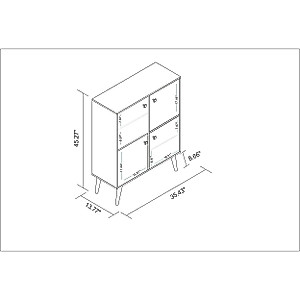 Manhattan Comfort Avesta Mid-Century Modern High Double Accent Cabinet with Solid Wood Legs, 45.28", White, Color Stamp and Yellow