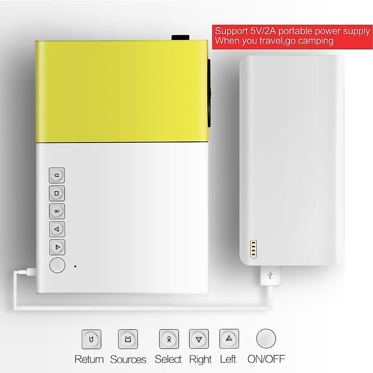 Sanpyl Home Theater Portable Projector 1080P Mini Movie Projector for Outdoor Recreation, Entertainment Venues and Home Theaters(US)