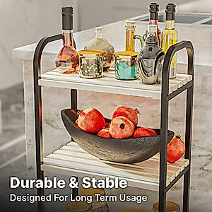 BENOLDY 4-Tier Metal Frame Bathroom Storage Shelf with Waterproof Varnished Pine Wood Shelves, Modern Space Saving Organizer for Bathroom, Kitchen, Bedroom, Office, Hallway