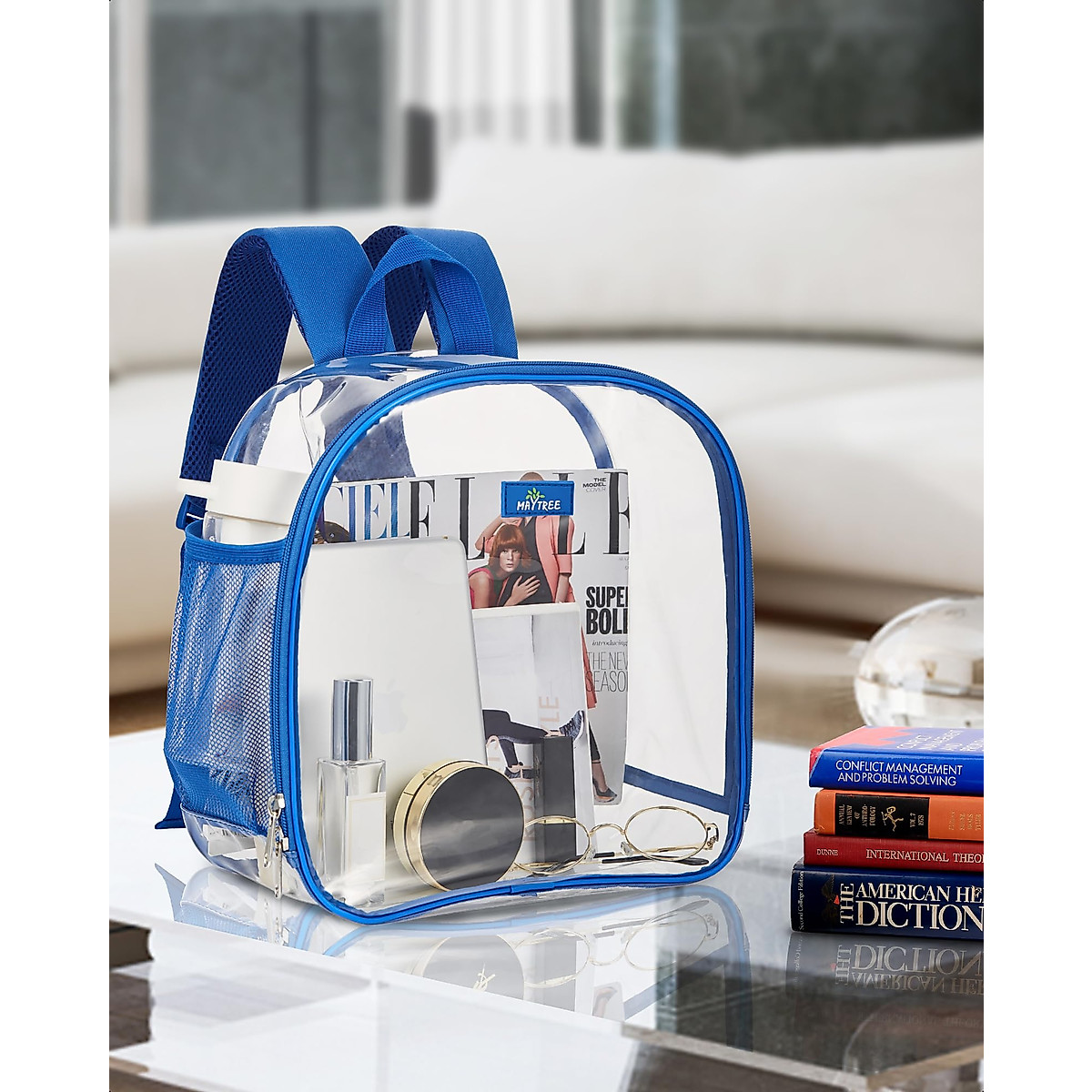 Clear Backpack Stadium Approved, Clear Backpack Small for Women, Waterproof and Lightweight Heavy Duty Transparent Backpack for Concert, Security Travel & Stadium