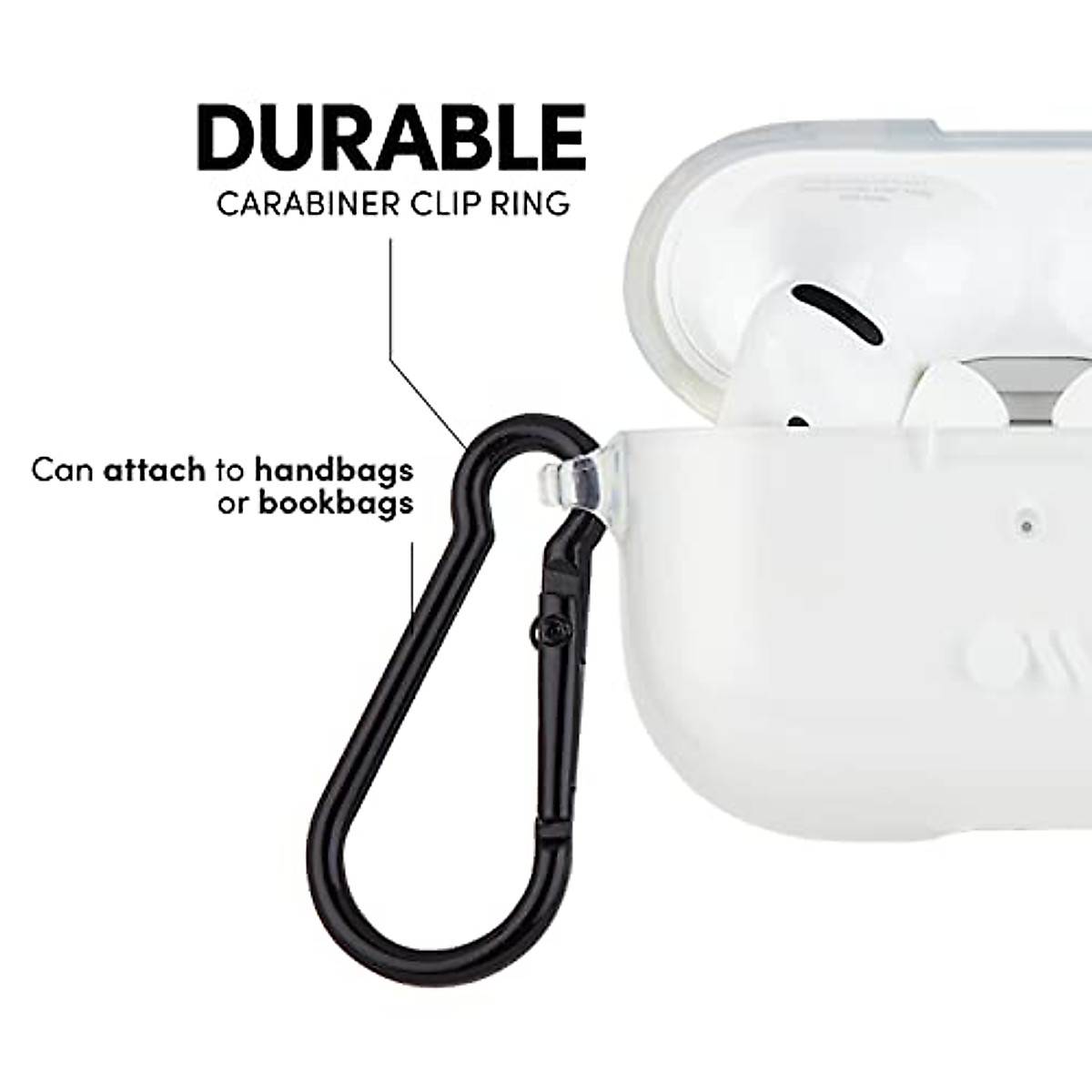 Case-Mate Protective AirPod Pro Case Cover, Soft Silicone Cover with Keychain Ring for Men and Women, Compatible with Apple AirPods Pro, Front LED Visible - Clear