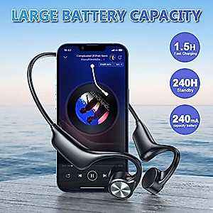 Relxhome Bone Conduction Headphones, Sport Headphones Bluetooth, AAC/SBC High Sound Quality, Waterproof Headphones with Mic for Running, Cycling, Gym