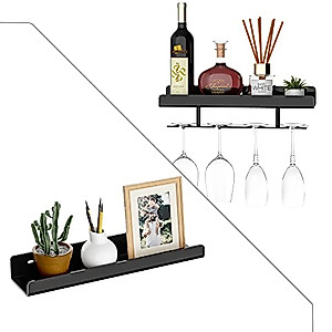 Hexsonhoma 16.5 Inches Black Wall Shelf, 1 Pack, Acrylic Wall Storage Shelf in U Shape, Thick Acrylic, Big Capacity Hold Max 30 Lbs
