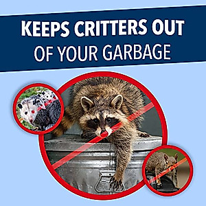 [3 Pack] Trash Can Locks for Animals - Trash Can Lid Lock for Wildlife & Raccoon Proof Garbage Cans - Keeps Outdoor Bins Secure - Fits Circular & Hinged Lids - 6 Trash Can Clips & 6 Heavy Duty Bands