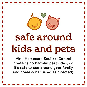 Vine Homecare - Squirrel Control Spray - Natural, Non-Toxic Squirrel Repellent - Quick, Easy Pest Control - Safe for Use Around Children and Pets - Made with Essential Oils - 32 OZ
