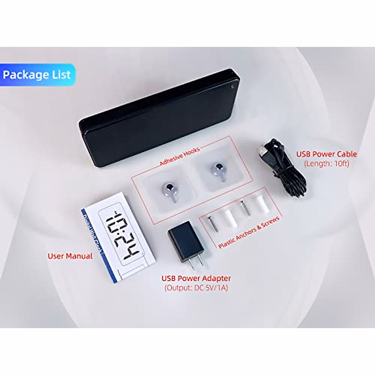 XUANZIT Wall Clock - LED Digital Wall Clock with Dynamic RGB Display, Big Digits, Auto-Dimming, 12/24Hr Format, Small Silent Wall Clock for Living Room, Bedroom, Farmhouse, Kitchen, Office