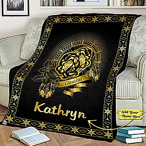 Gemini Blanket, Customized Zodiac Blanket, with Custom Names, Horoscope Design, for Friends and Family, Birthday, Christmas, House Warming Gift, Super Soft and Warm Blanket