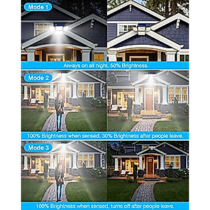 Solar Outdoor Lights, 250 LED 3 Modes Motion Sensor Lights, IP65 Waterproof Solar Motion Lights for Pathway Patio Yard Garden Porch, 2Pack