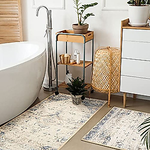 RORA Area Rug 2x3 Non-Slip Machine Washable Boho Vintage Distressed Neutral Small Entryway Rug Persian Throw Rug for Bedroom Kitchen Bathroom Low Profile