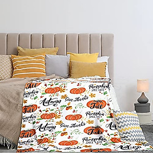 Fall Home Decor Throw Blanket Thanksgiving Soft Fall Blanket Polyester Fiber Cozy Fuzzy Autumn Throw Blanket for Couch Bed Sofa Thanksgiving Decor, 60 x 50 Inch(Pumpkins)