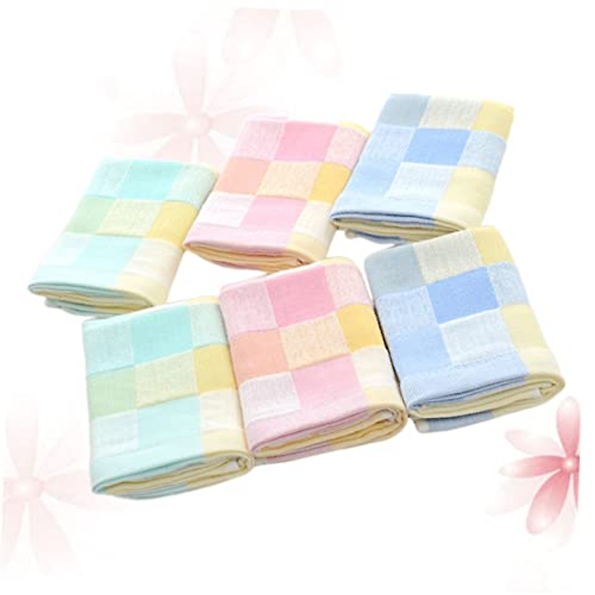 Alipis 6pcs Turkish Towel Blue Hand Towels Checkered Hand Towels Face Wash Cloth Decorative Hand Towel Plaid Dishcloth Scarf Face Towel Bath Towel Small Kid Towel Cotton Square Towel Baby