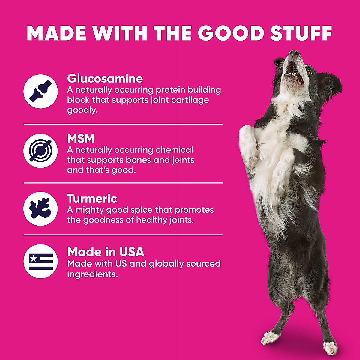 GoodGood Hip + Joint Dog Supplements; Supports Healthy Hips and Joints, Flexibility, and Mobility; Chewable Soft Treats with Glucosamine, MSM, and Turmeric; Probiotics; 90 Natural Flavor Chews