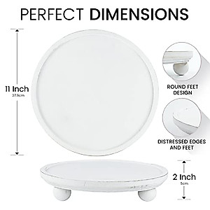 Decorative Wooden Risers for Displays Round Wood Tray Risers for Decor, Farmhouse Pedestal Stand, Rustic Cake Stand Centerpiece Tray Counter Organizer for Kitchen Living Room Home Bathroom