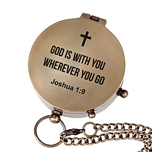 Personalized Confirmation Gift (6 Designs) - Baptism Gift for a Boy or Girl, Unique Religious Gift, Baby Keepsake, Engraved Antique-Style Compass with a Cross in a Gift Box