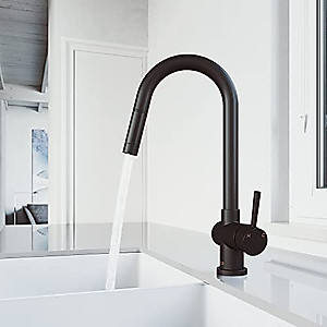 VIGO VG02008MB 17" H Gramercy Single-Handle with Pull-Down Sprayer Kitchen Faucet in Matte Black