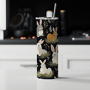 Tumbler with Lid and Straw funny bunnies thermos coffee travel mugcute cups 20 oz insulated tumbler for Daily Holiday Decor Gift coffee cup