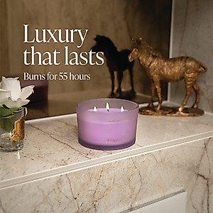 SCENTALGIA Scented Soy Candle Jar with Lavender Cotton Fragrance - 3 Wick Large Candles with Long-Lasting 55 Hours Burn Time - Perfect for Home, Office, Spa, Yoga, Meditation & Gifts