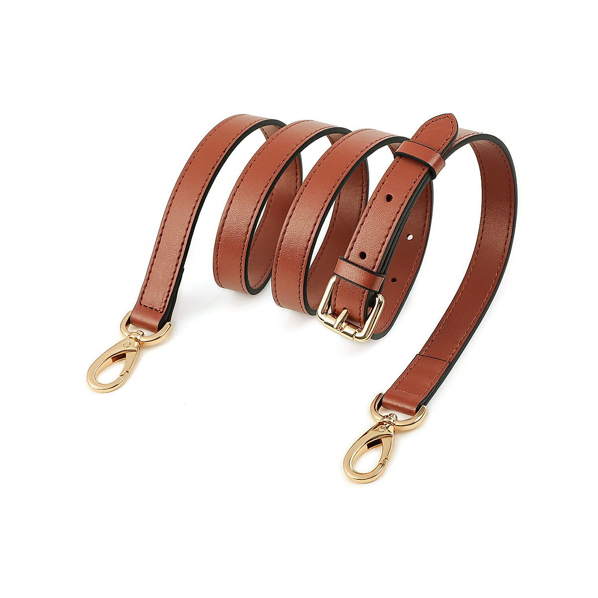 GOXTECH Vachetta Leather Adjustable Crossbody Strap for ， women's crossbody handbags（Dark Brown）