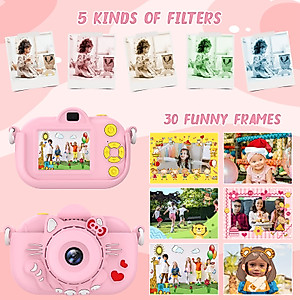 ENGUNS Kids Camera for Girls Age 3-12, 32MP HD Digital Camera for Kids, Dual Lens Toddler Camera, Video Camera for Toddlers, Girls Birthday Gifts Toys
