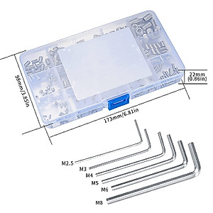300 Pcs Hex Allen Head Socket Hex Screw Set Assortment Kit, M2.5/M3/M4/M5/M6/M8 Grub Screws, Internal Hex Drive Cup Screws for Door Handles, Faucet, Light Fixture Screws (Silver)