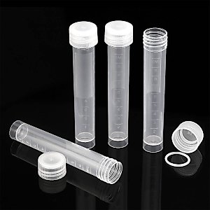 BKMAMLAB 50PCS 10ml Plastic Small Vials with Screw Caps Sample Tubes Cryotubes,PP Material, Free from DNase, RNase, Human DNA