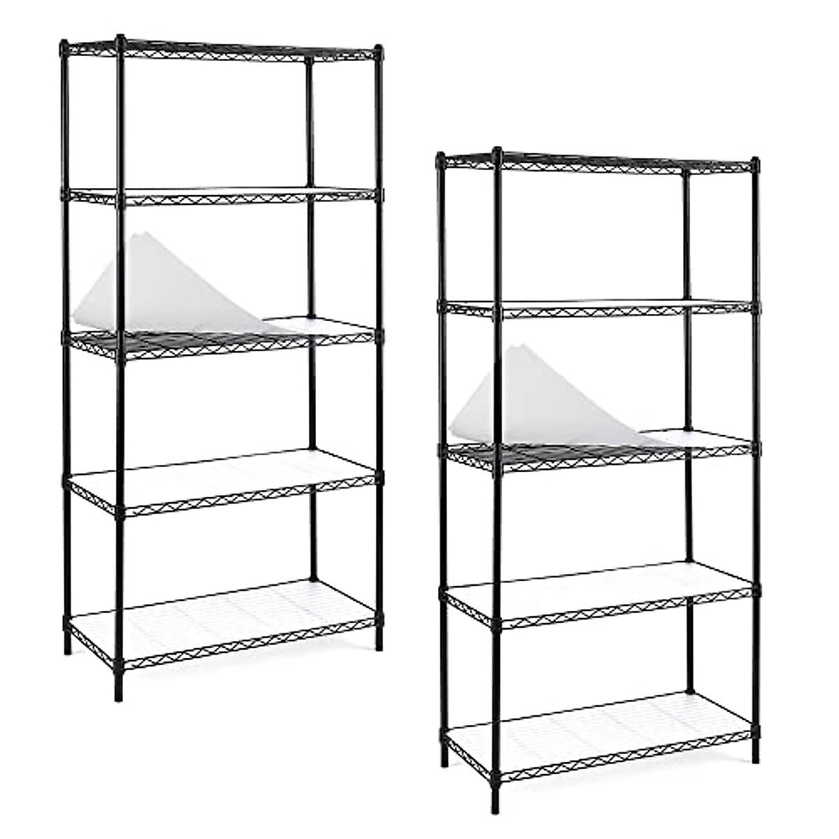EFINE 2-Pack 5-Shelf Shelving Unit, Adjustable, Heavy Duty Carbon Steel Wire Shelves, 150lbs Loading Capacity Per Shelf, Units and Storage for Kitchen Garage (30W x 14D x 60H) Black