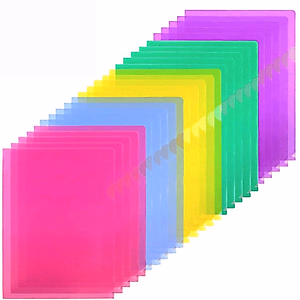 Sooez 25 Pack Clear Document Folder Project Pockets, Clear Plastic Folders Letter Size Plastic Document Folders US Paper Poly Jacket Sleeves Folders Copy Safe, 5 Assorted Colors