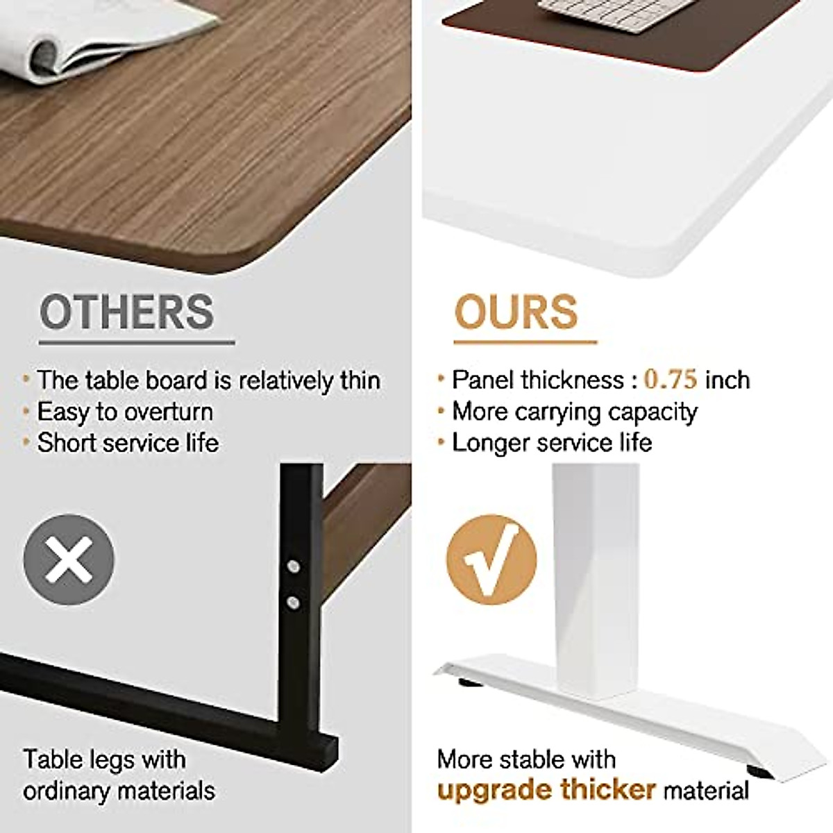 Meilocar Height Adjustable Electric Standing Desk, Sit Stand Computer Desk with Memory Controller, Home Office Workstation Stand up Desk with Splice Board, 63" x 24" Tabletop (White Top + White Frame)