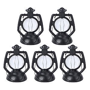 TOYANDONA 5pcs Miniature Dollhouse Lantern Ornament Mini Vintage Oil Lamp Model Holiday Lamp for Fairy Garden Party Decoration Black