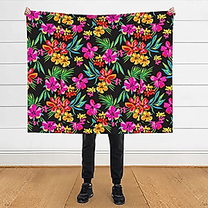 Hawaiian Flower Blanket Soft Flannel Blanket 60x50in for Sofa Bed Camping Trip