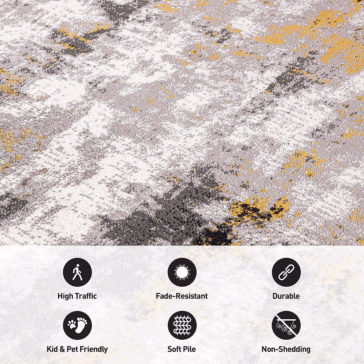 Rugshop Tralee Modern Abstract Stain Resistant Area Rug 5' x 7' Yellow