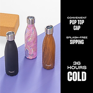 S'well Stainless Steel Water Bottle with Sports Cap, 17oz, Onyx, Triple Layered Vacuum Insulated Containers Keeps Drinks Cold for 36 Hours and Hot for 10, BPA Free, Perfect for On the Go