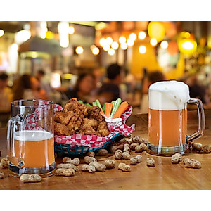 Burns Glass Beer Pint Glasses, Classic German Stein Beer Mug, 22 Oz.