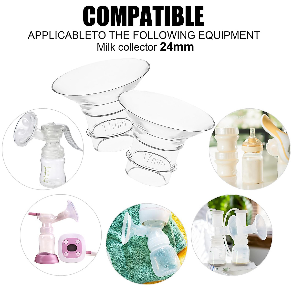 2pcs Flange Inserts, 17mm Silicone Breastpump Flange Insert Wearable Breast Pump Accessories Compatible with Medela/Spectra/TSRETE/Momcozy S9/S12/S9Pro/S12Pro
