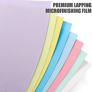 Lapping Microfinishing Film With PSA - Set of 8 Polishing Sheets 4.25’’ x 11’’ for Scary Sharp Sharpening System - AO Aluminum Oxide With Pressure Sensitive Adhesive