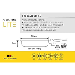 Woll Diamond Plus Square Nonstick Fry Pan with Detachable Handle, 11-Inch