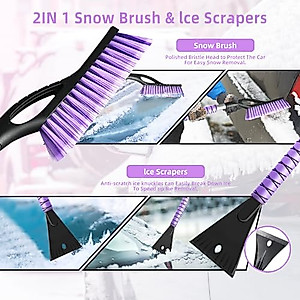 DDSNTY Purple 27”Snow Brush and Detachable Ice Scraper, 1 PC Snow Brush and Ice Scraper Set,Comfortable Foam Grip,Detachable Scraper,Suitable for car SUV and Truck Purple
