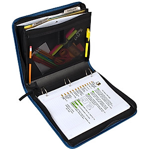 Five Star Zipper Binder, 1-1/2 Inch 3-Ring Binder for School, 3 Pocket Expanding File, 500 Sheet Capacity, Blue (72202)