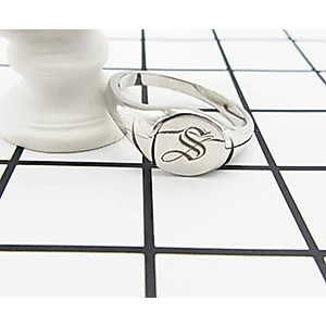 SHAREMORE Customized Signet Ring Engravable Sterling Silver Rings Personalized Monogram Jewelry for Girls Men Women Customize Initial Letter Custom 3 Letters