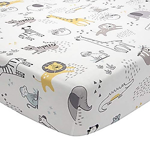 Lambs & Ivy Animal Jungle Soft 100% Cotton Jersey Baby Fitted Crib Sheet