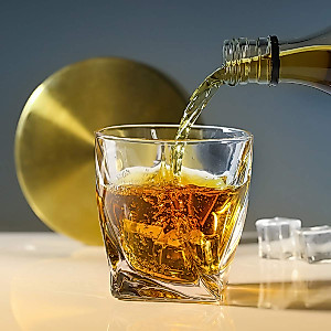 Kingrol 6 Pack Old Fashioned Whiskey Glasses, 10 oz Heavy Base Glasses Tumbler Crystal Glassware Set for Drinking Bourbon, Scotch