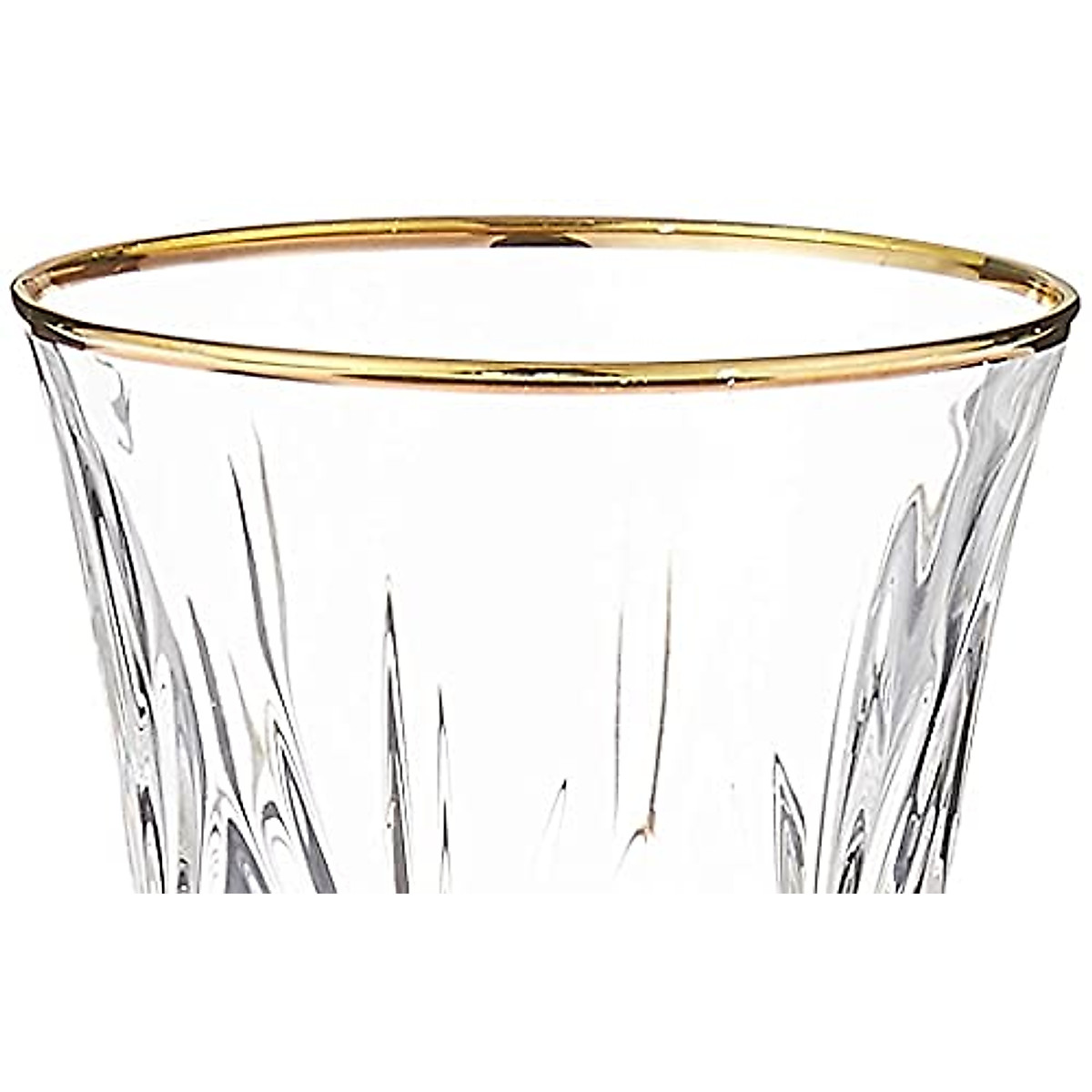 Lorren Home Trends Siena Collection Crystal White Wine Glass with Gold Band Design, Set of 4,6 fl oz