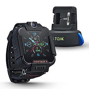 TickTalk 4 Kids Smartwatch with Power Base Bundle (Black Watch on at&T's Network)