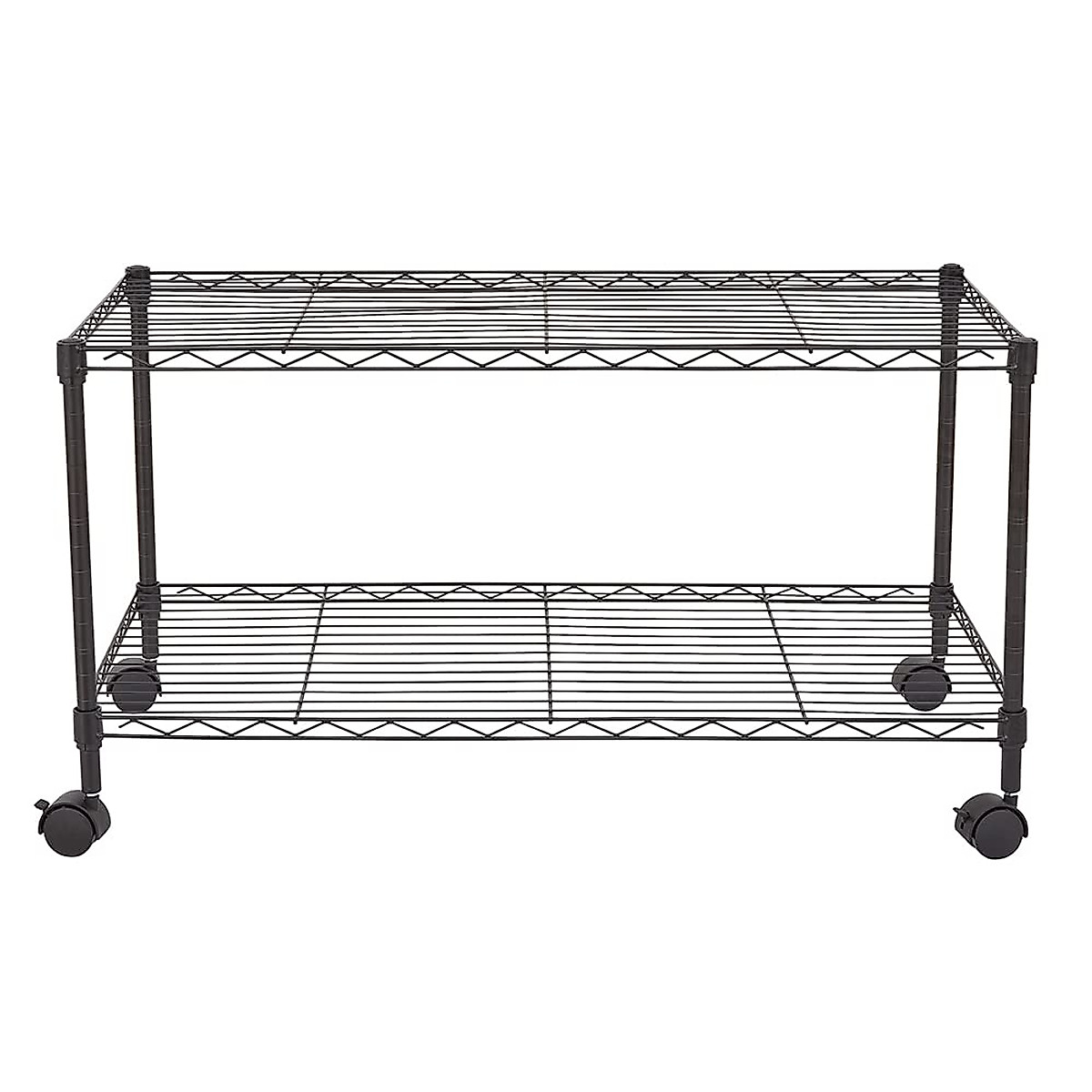 QXDRAGON Medium Adjustable, Heavy Duty Storage Shelving Unit on Wheel Casters, Metal Organizer Wire Rack, Black (2-Shelf, 35.43" L x 17.72" W x 19.29" H)