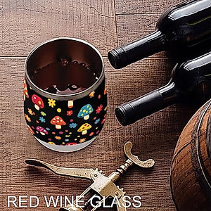 Rainbow Mushroom Funny Wine Tumbler 12 Oz Stainless Steel Insulated Mug Double Wall Water Cup with Lid